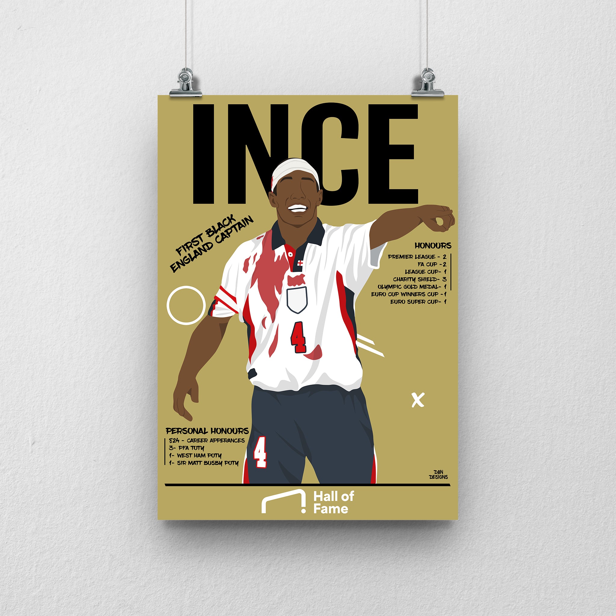 Paul Ince Hall of Fame Print - DanDesignsGB – National Football Museum Shop